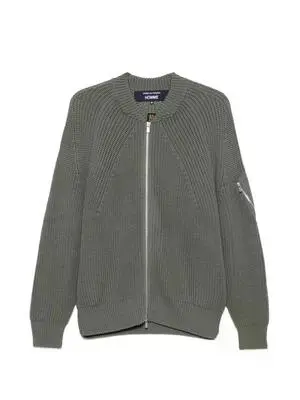 Comme Des Garçons Zip-up Ribbed-knit Cardigan - Green