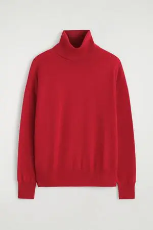 Cos Leather-patch Merino Wool Mock-neck Sweater