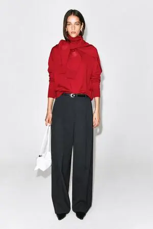 Cos Leather-patch Merino Wool Mock-neck Sweater