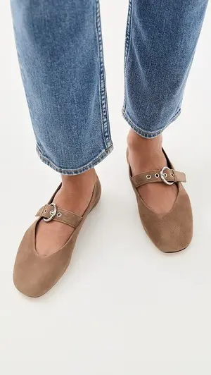 REFORMATION Bethany Ballet Flats - Farro Suede