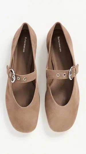REFORMATION Bethany Ballet Flats - Farro Suede