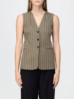 Max Mara Pinstriped Wool Blend Slim Fit Waistcoat - Cream