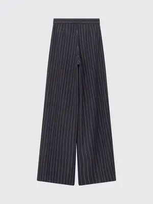 Max Mara High-waisted Pinstripe Wide-leg Trousers In Wool Blend - Blue