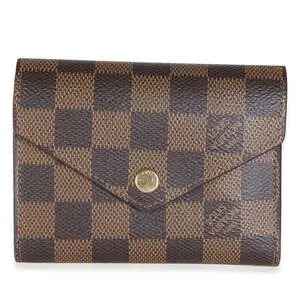 LOUIS VUITTON Rouge Damier Ebene Canvas Victorine Wallet - Brown