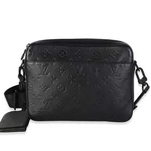 LOUIS VUITTON Calfskin Monogram Shadow Duo Messenger Bag - Black