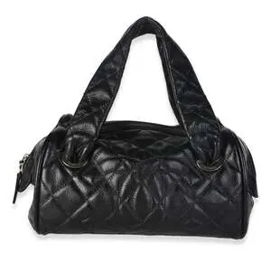 Chanel Vintage Quilted Caviar Cc Timeless Bowler Bag - Black