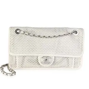 CHANEL White Perforated Calfskin Medium Up In The Air Flap Bag