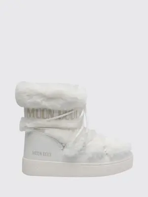Moon Boot Ltrack Low Faux Fur Snow Boots With Logo Print - White
