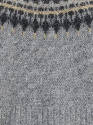 Barbour Ethnic Pattern Alpaca Blend Crewneck Jumper With Long Sleeves