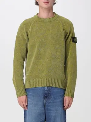 Stone Island Crewneck Cotton Jumper With Compass Logo Patch - Green