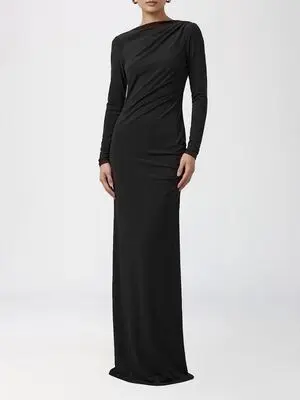 Andamane Asymmetric Neckline Long Jersey Gown With Slim Fit