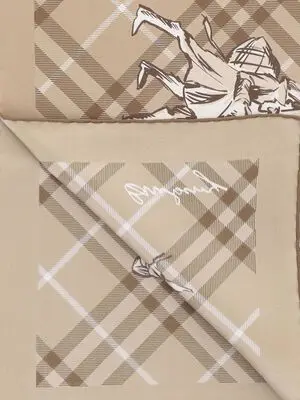 Burberry Vintage Check Print Silk Twill Square Scarf - Beige