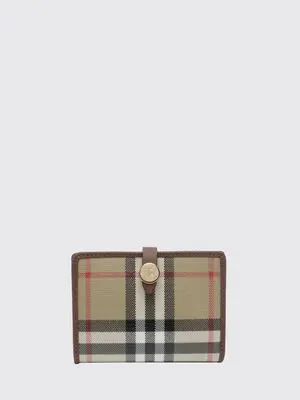 Burberry Bifold Card Case In Vintage Check Canvas With Strap Closure - Beige