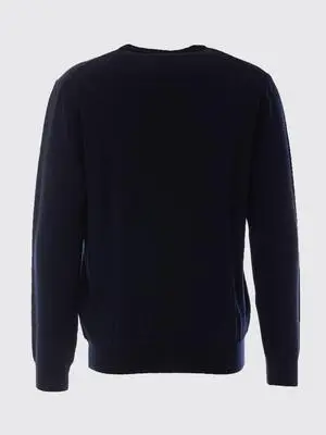 Premiata Crewneck Jumper In Pure Merino Wool With Ribbed Trims - Blue