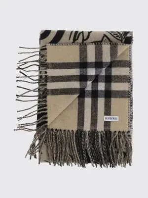 Burberry Vintage Check Scarf In Pure Cashmere With Fringed Edges - Sand