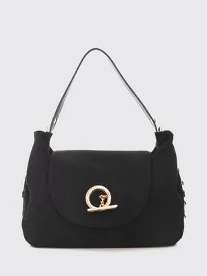 Liu Jo Suede-effect Synthetic Leather Shoulder Bag With Flap And Impressed Logo - Black