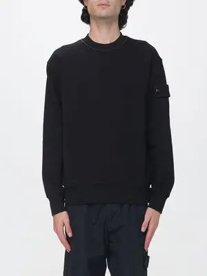 Stone Island Wool And Cotton-blend Crewneck Jumper With Compass Logo Patch Black