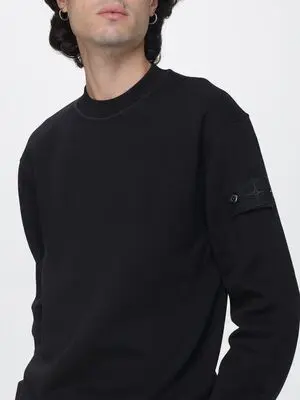 Stone Island Wool And Cotton-blend Crewneck Jumper With Compass Logo Patch - Black