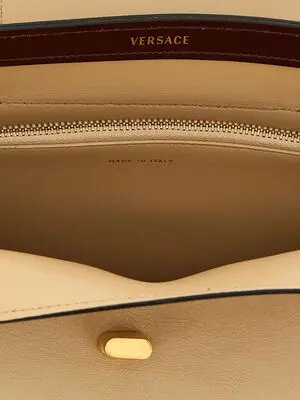 Versace Vivian Calfskin Leather Shoulder Bag With Medusa Logo - Beige