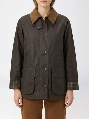 Barbour Bedale Waxed Cotton Jacket With Ribbed Velvet Collar - Green