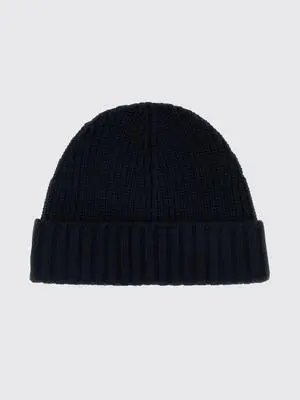 Stone Island Pure Cashmere Beanie Hat With Cuffed Hem And Logo Patch - Navy