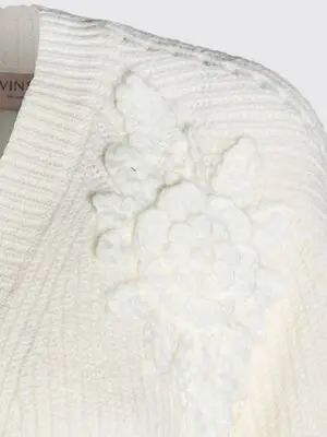 TWINSET V-neck Wool Blend Cardigan With Flower Application