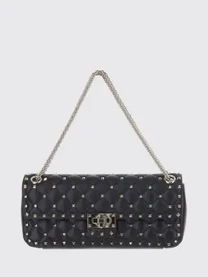 Valentino Garavani Rockstud Spike Quilted Leather Shoulder Bag With Studs - Black