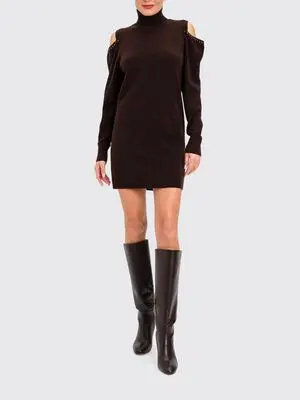TWINSET Cut-out Turtleneck Mini Dress In Wool Blend Knit