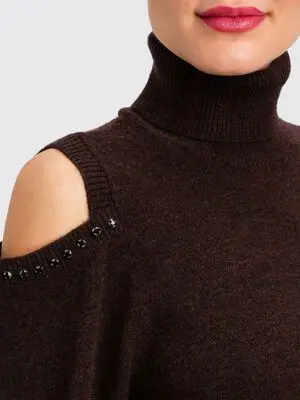 TWINSET Cut-out Turtleneck Mini Dress In Wool Blend Knit