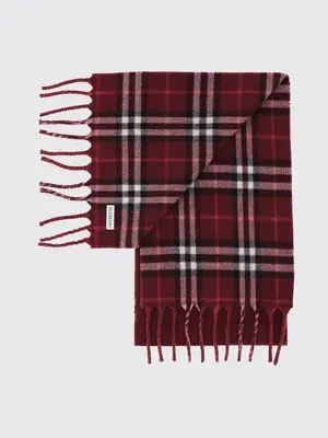 Burberry Reversible Check Cashmere Scarf With Fringed Edges - Red
