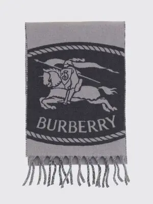 Burberry Reversible Check Cashmere Scarf With Fringed Edges - Grey