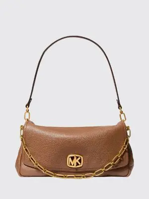 Michael Kors Grained Leather Shoulder Bag With Mk Monogram - Multicolor