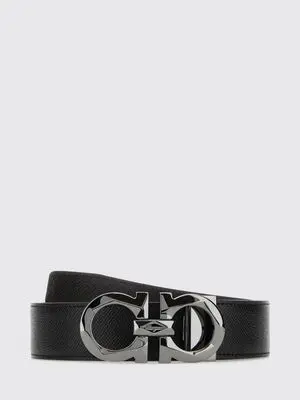 FERRAGAMO Calf Leather Belt With Gancini Buckle - Black