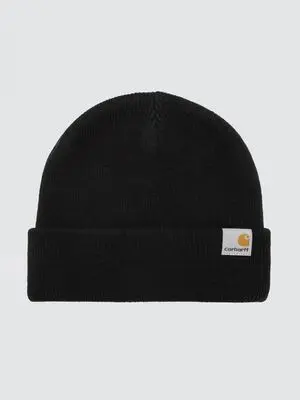 Carhartt Work In Progress Cuffed Acrylic Beanie Hat With Logo Patch - Black