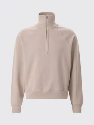 AMI Paris Pure Cotton Sweatshirt With High Neck And Half-zip Closure - Beige