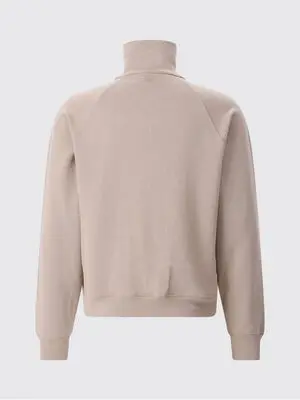 AMI Paris Pure Cotton Sweatshirt With High Neck And Half-zip Closure - Beige