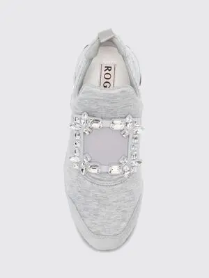 ROGER VIVIER Viv' Run Slip-on Cotton Sneakers With Crystal Buckle And Chunky Sole