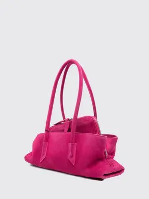 Attico La Passeggiata Asymmetrical Suede Shoulder Bag - Fuchsia