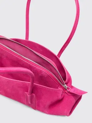 Attico La Passeggiata Asymmetrical Suede Shoulder Bag - Fuchsia