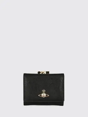VIVIENNE WESTWOOD Tri-fold Saffiano Leather Wallet With Orb Logo - Black