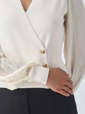 TWINSET V-neck Viscose Blend Wrap Knit Top