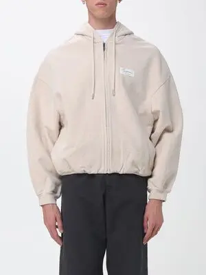 Jacquemus Cotton Jersey Zip-up Hoodie With Logo Patch - Beige