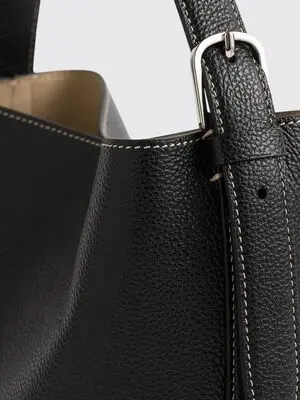 TOTEME Small Grained Leather Tote Bag With Adjustable Handle And Flared Shape - Black