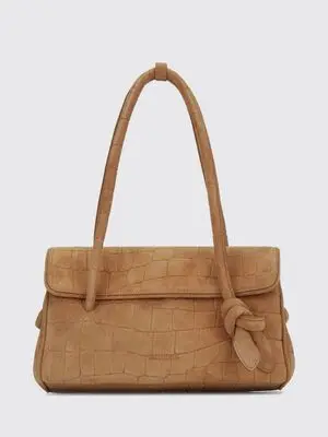 Jacquemus Le Turismo Suede Shoulder Bag With Croc-effect Print And Knot Detail - Camel