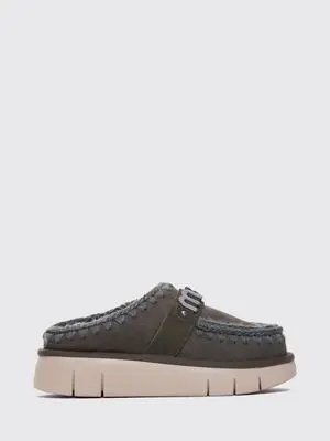 Mou Bounce Sheepskin Mules With Contrast Stitching And Wool Lining - Grey 1