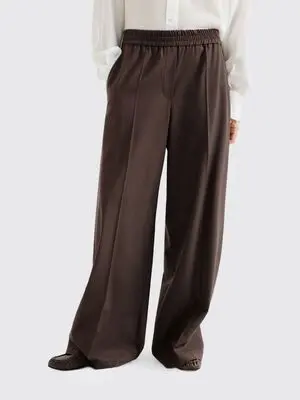 Brunello Cucinelli Wide-leg Wool Trousers With Elasticated Waist - Brown