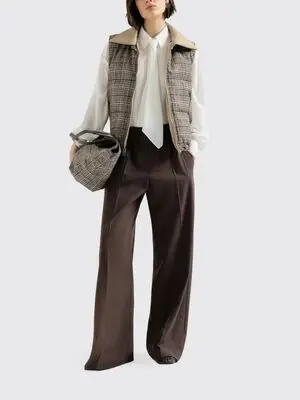 Brunello Cucinelli Wide-leg Wool Trousers With Elasticated Waist - Brown