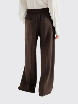 Brunello Cucinelli Wide-leg Wool Trousers With Elasticated Waist - Brown