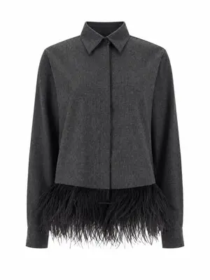 Fabiana Filippi Camicia Con Dettaglio In Piume - Grey