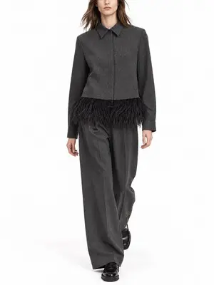 Fabiana Filippi Camicia Con Dettaglio In Piume - Grey
